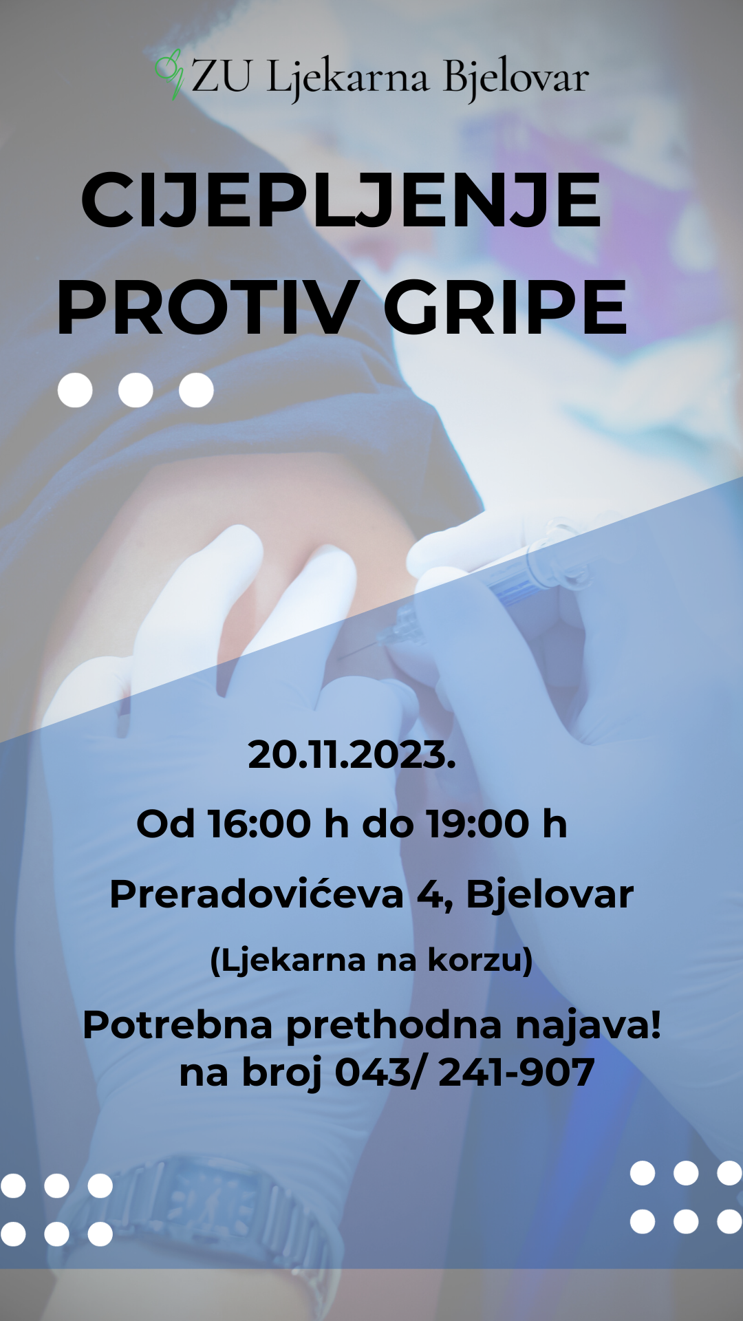 Cijepljenje protiv gripe 20.11.2023. | Ljekarna Bjelovar